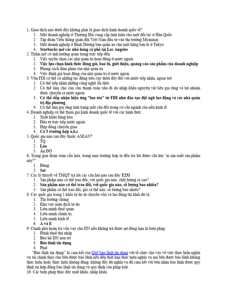 Đề Cương KDQT | PDF