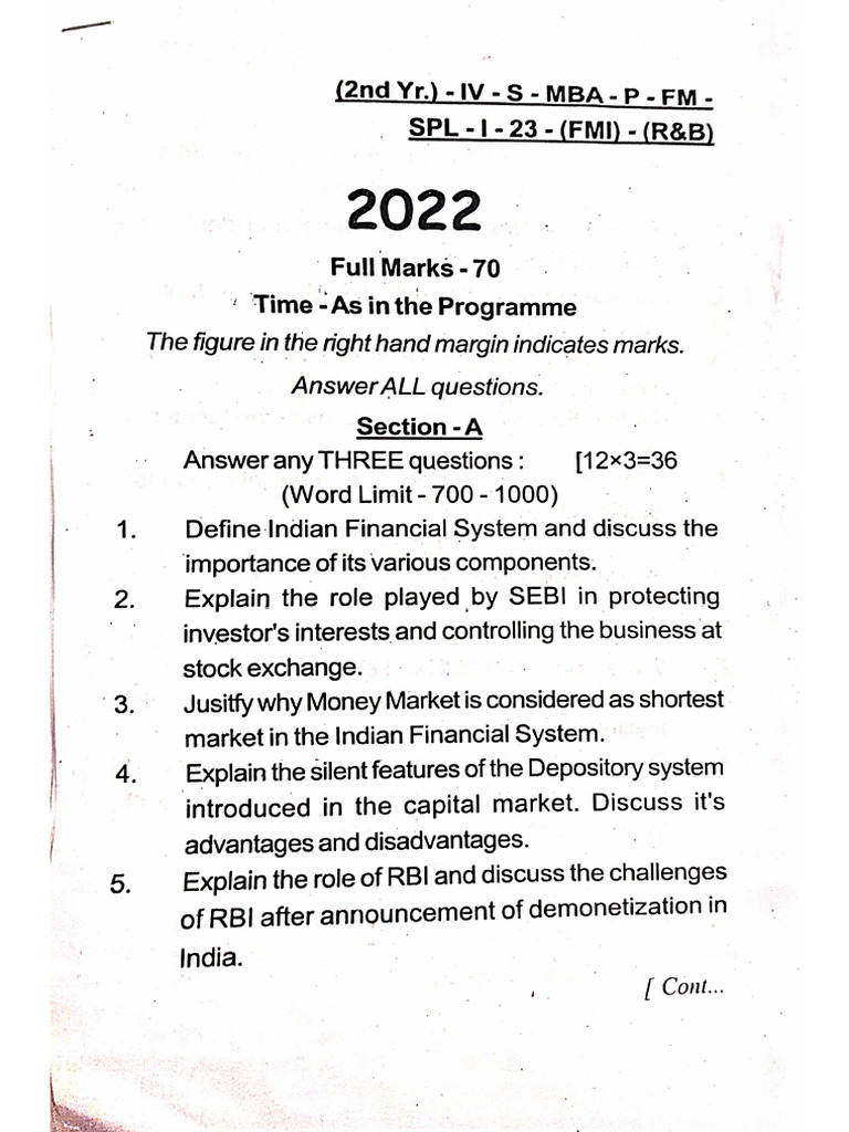 FM SPL 4th Semester Examination 2022 | PDF
