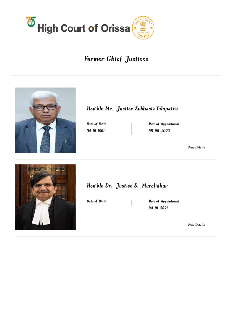 Former Chief Justices - Orissa High Court, Cuttack | PDF | Judiciaries ...