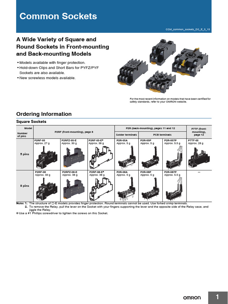 Omron Socket Relay | PDF | Electrical Connector | Alternating Current