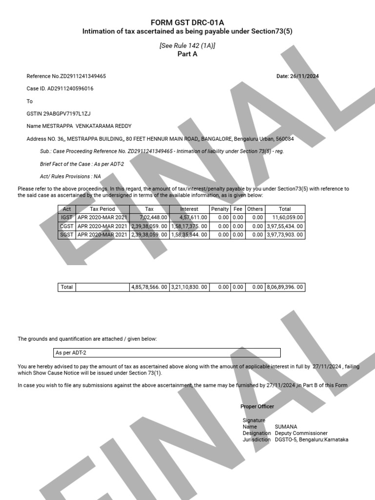 Dot Intimation Sec73 ZD2911241349465 20241126032758 | PDF | Justice ...