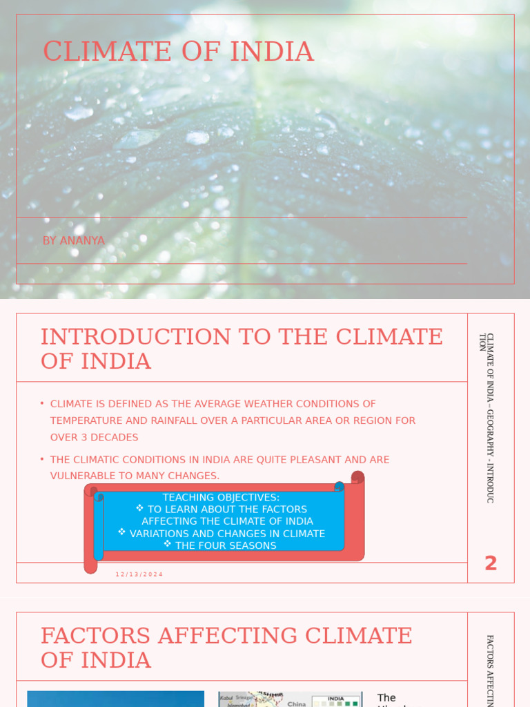 Climate of India 1 | PDF | Monsoon | Rain