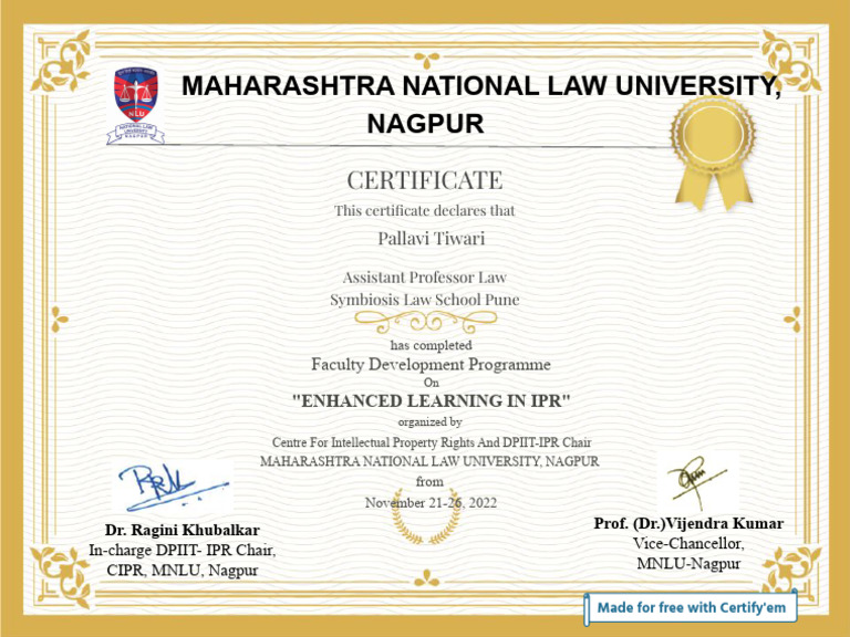 Certificate For Pallavi Tiwari For - CERTIFICATE FACULTY DEVELOP... | PDF