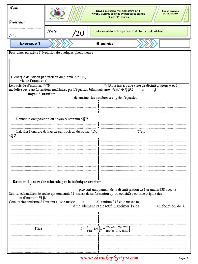Devoir 2, Modèle 10 (WWW - Chtoukaphysique.com) 2 | PDF