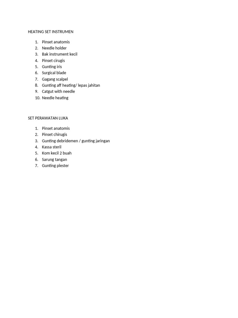 Heating Set Instrumen | PDF