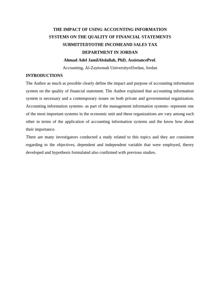 The Impact of Using Accounting Information | PDF