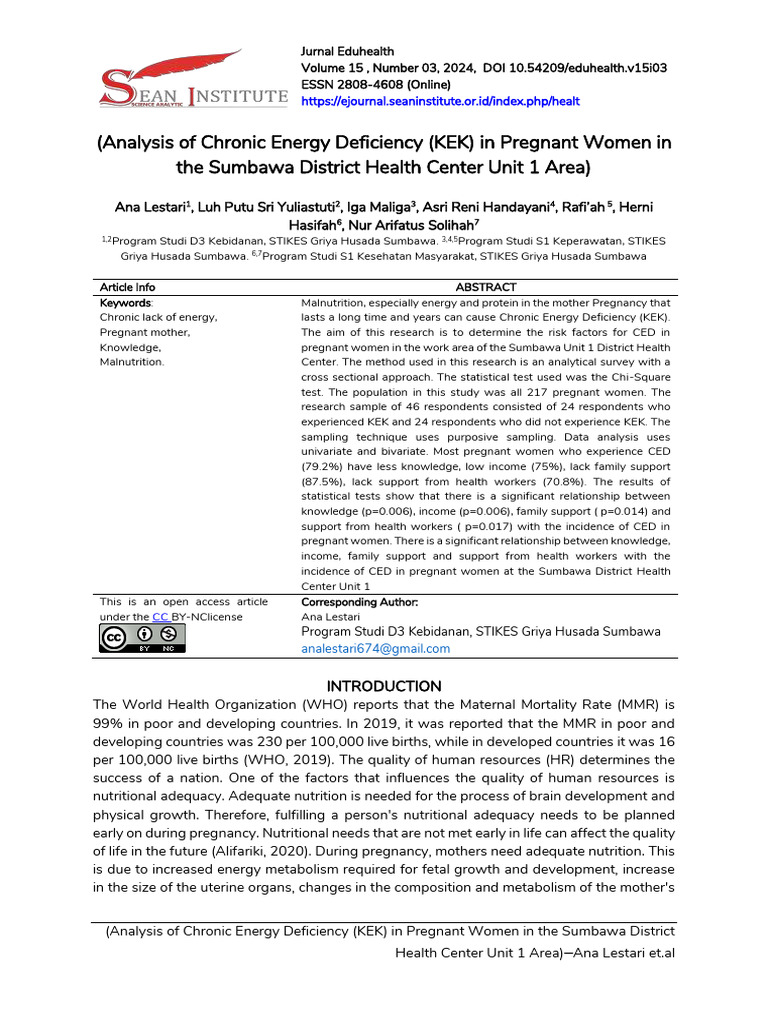 Analysis+of+Chronic+Energy+Deficiency_2 | PDF | Fetus | Childbirth