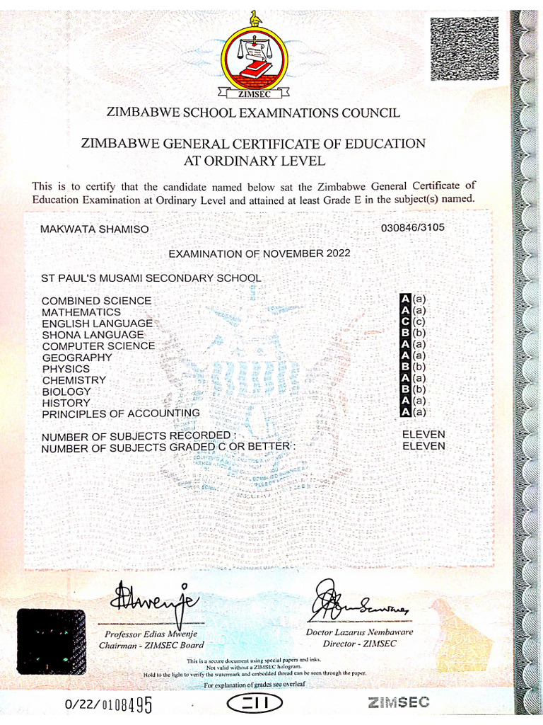 O'level Certificate | PDF