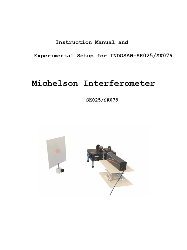 Michelsion sk025,manual | PDF | Interferometry | Optics