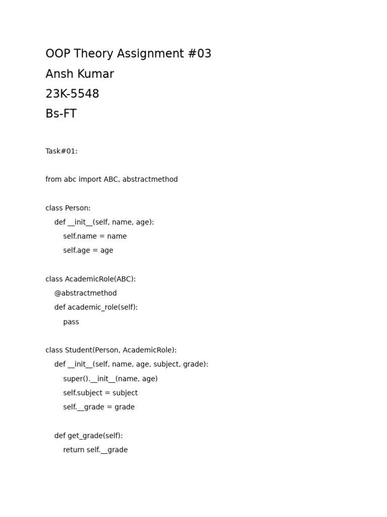 OOP Theory Assignment Word File | PDF | Computing | Software Design