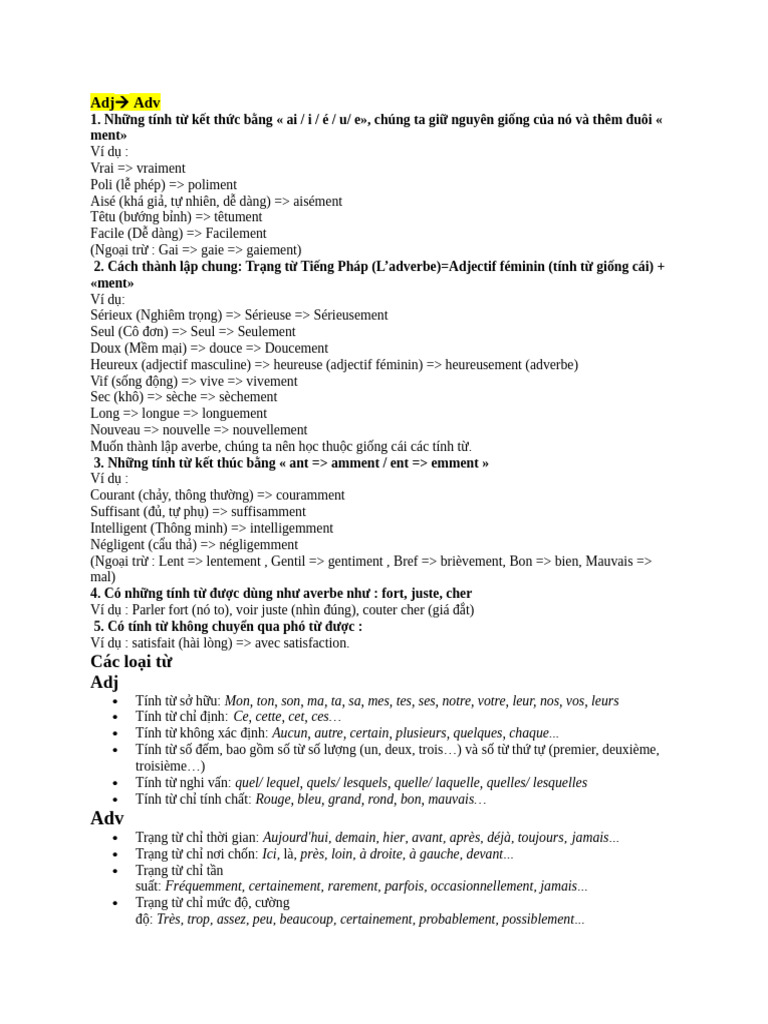 Adj Adv: Các Lo I T Adj | PDF