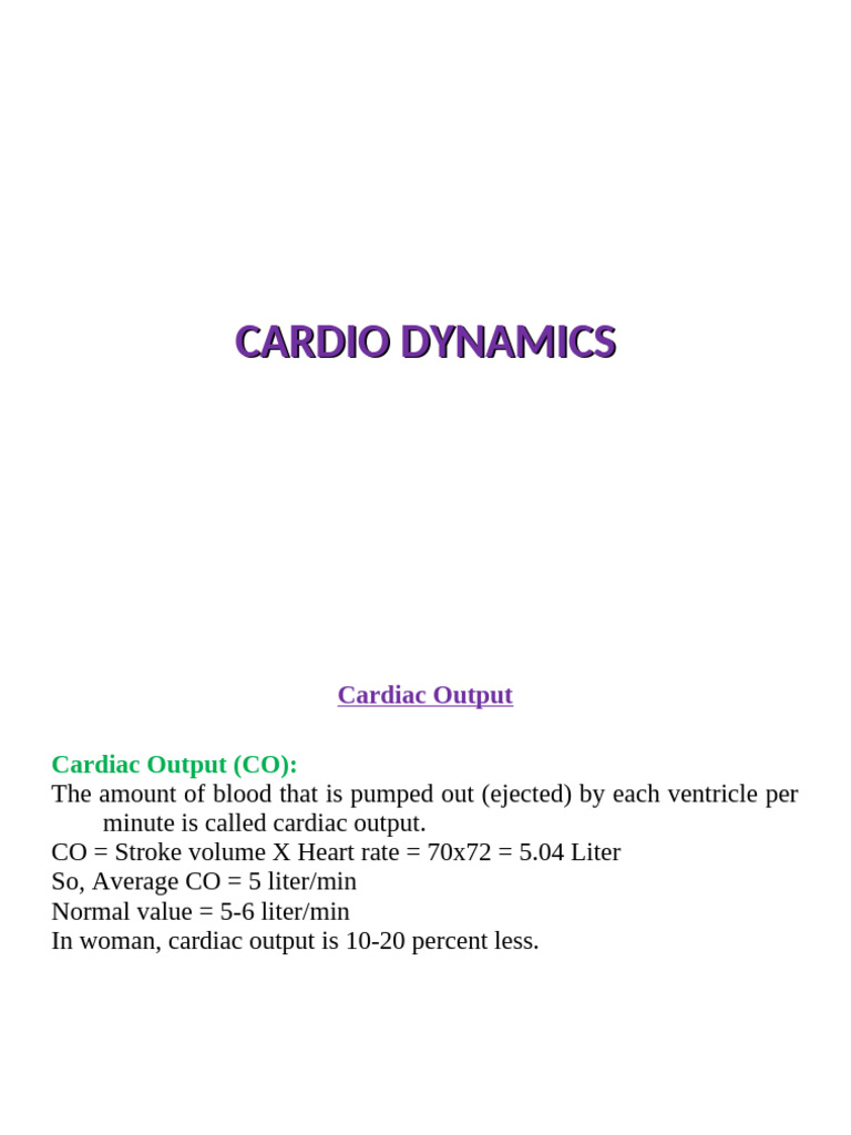 13. Cardio Dynamics | PDF | Diastole | Ejection Fraction