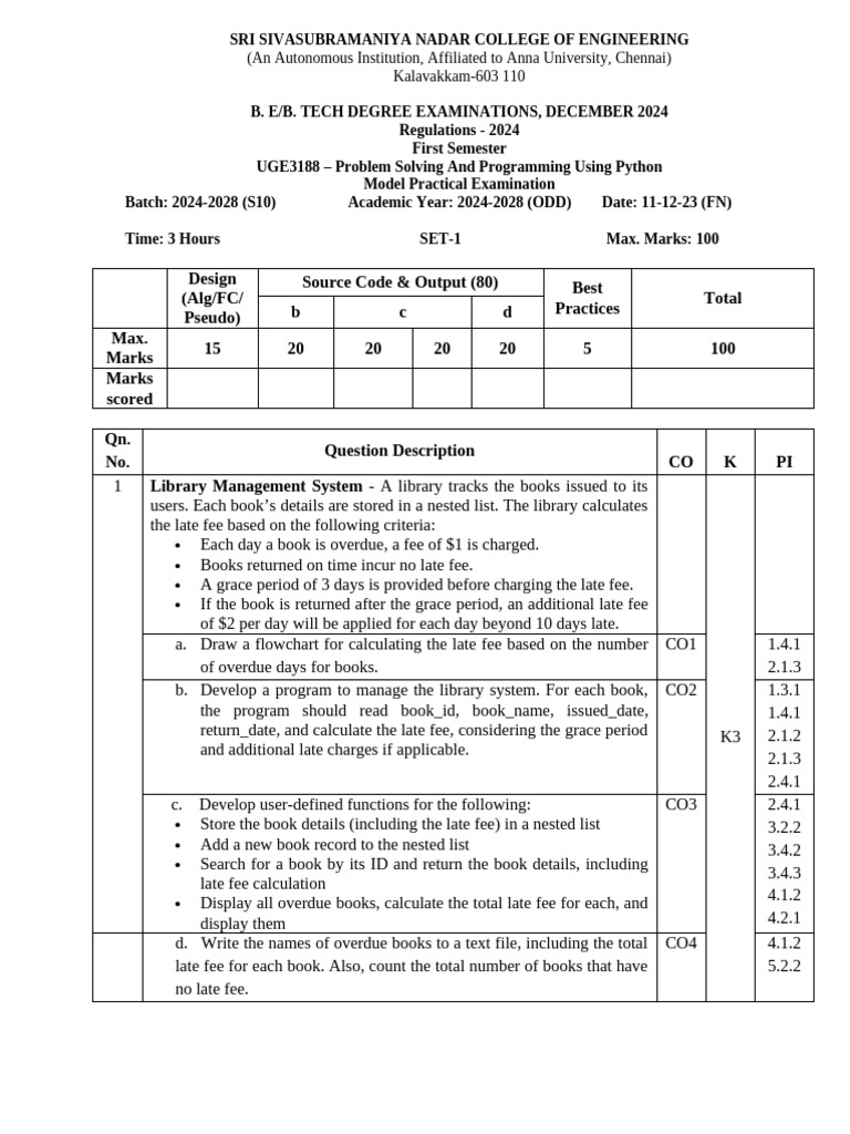 Model Exam QP - Python S10 | PDF | Computer Science | Software Engineering