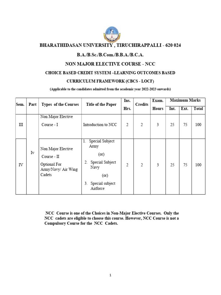 NCC Elective Course Overview | PDF | Navies | United States Navy