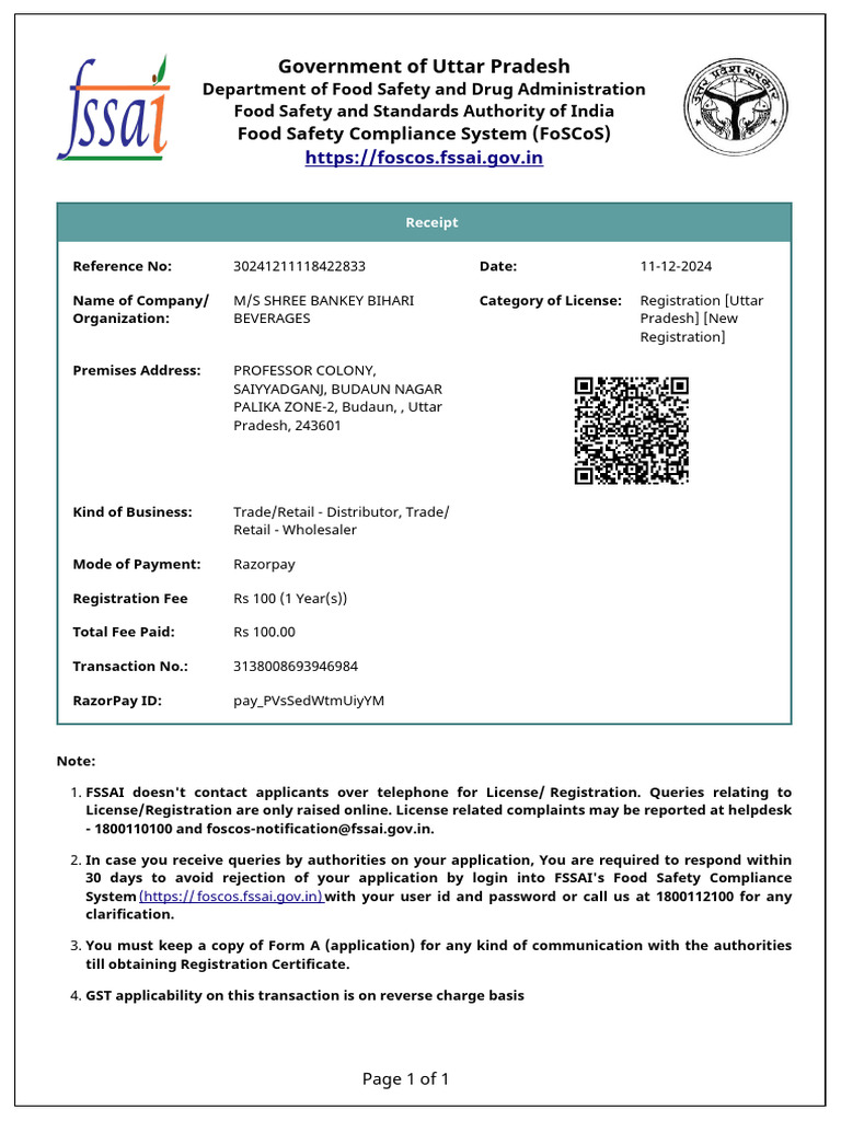 Ack Food Lic | PDF