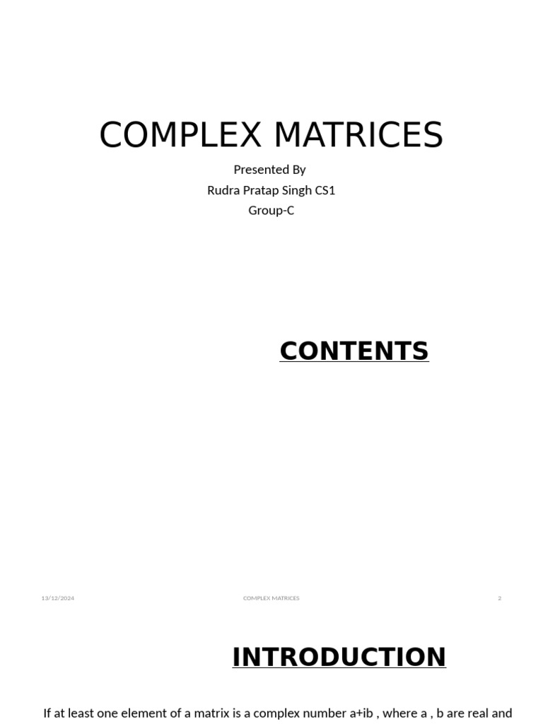 Complex Matrices | PDF