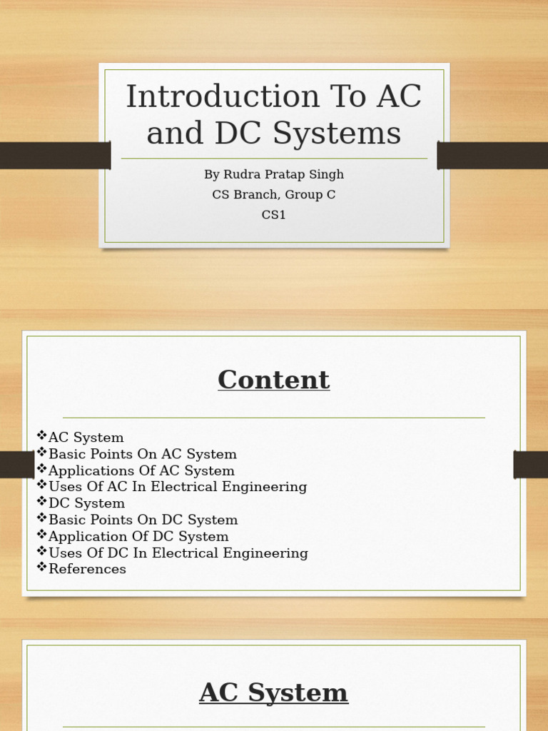 Introduction to AC and DC Systems | PDF | Direct Current | Alternating ...
