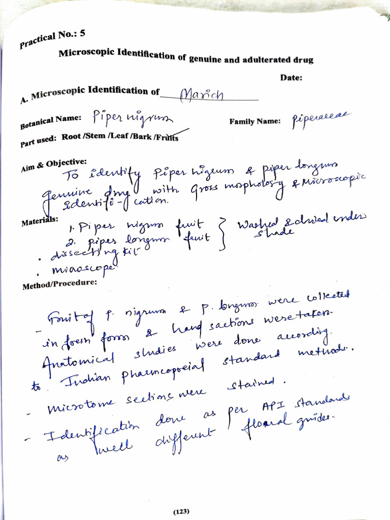 practical 5 microscopic identification | PDF