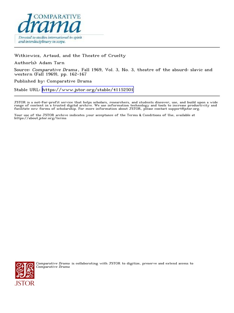 Artaud, and the Theatre of Cruelty | PDF | Metaphysics | Theatre