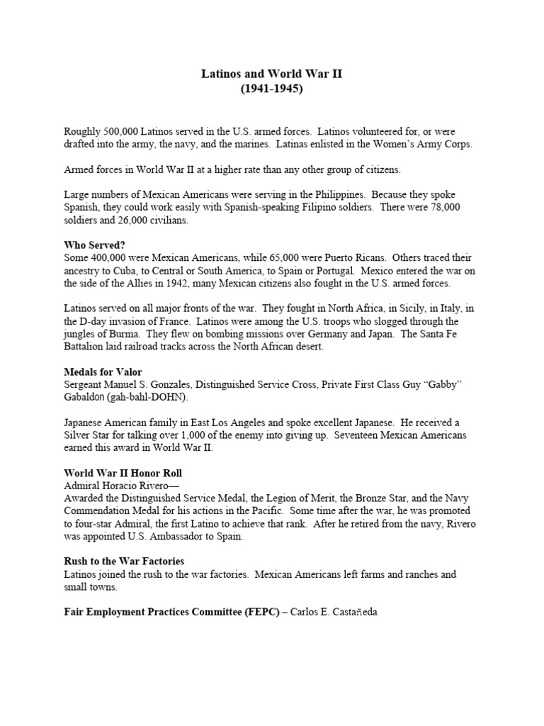 Latinos ww2 History IB HL | PDF | Hispanic And Latino Americans | World ...