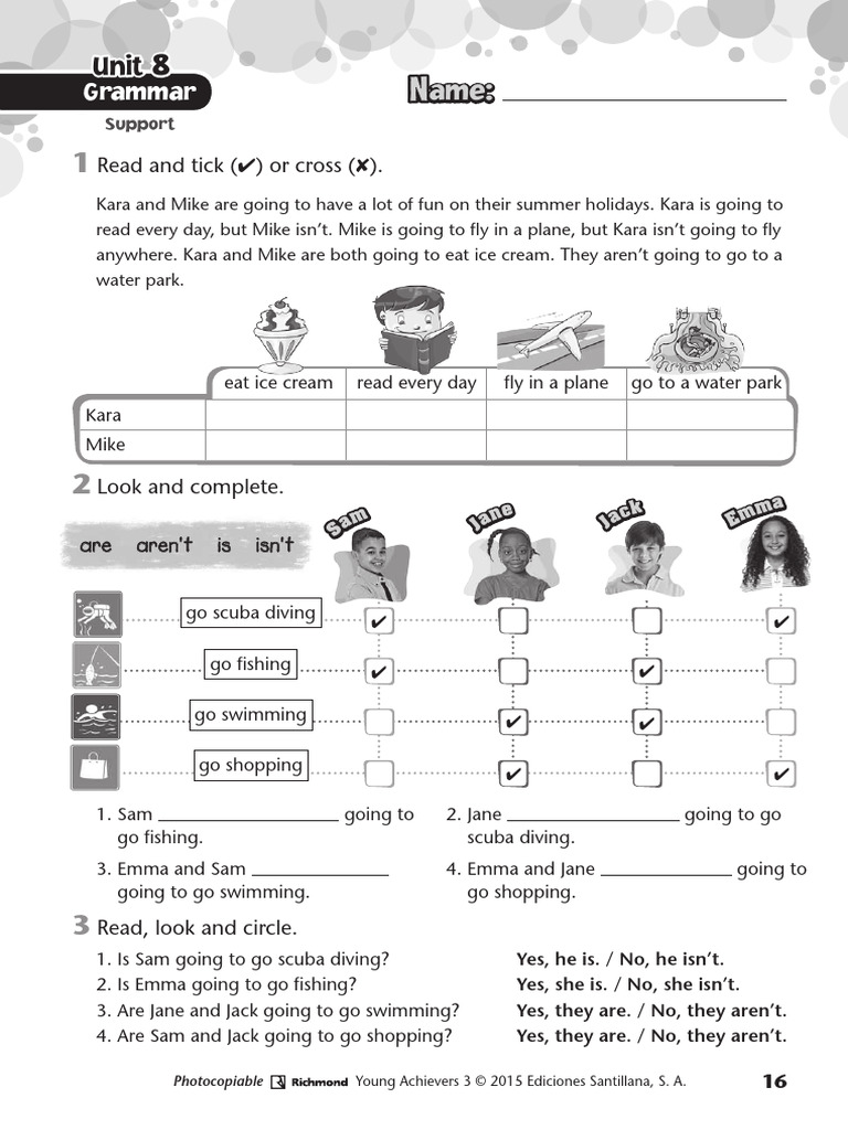 YA3 Grammar Worksheets Support Unit 8 | PDF