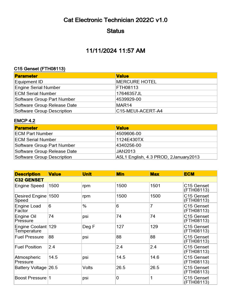 Contoh Status Teknis Genset | PDF | Alternating Current | Electric ...