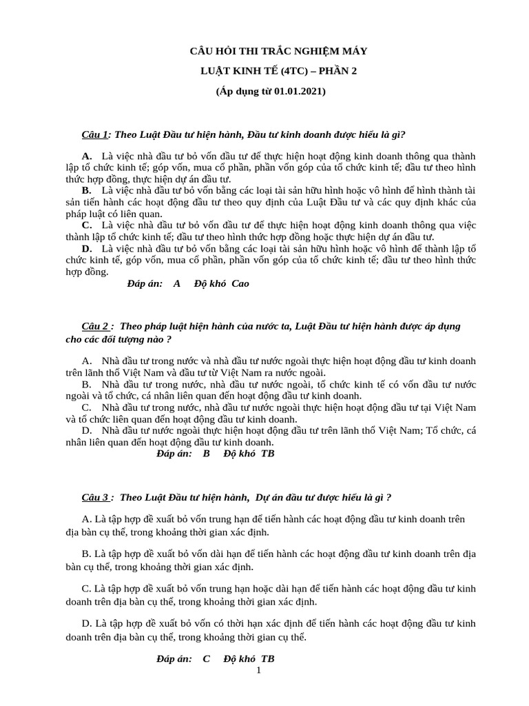 Đề TN LKT (4TC) -Phần 2 (Có đáp án) | PDF