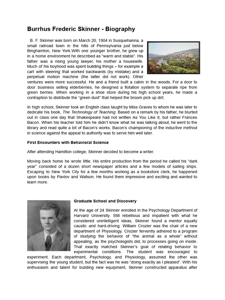 Burrhus Frederic Skinner - Biography | PDF | Behaviorism | Reinforcement