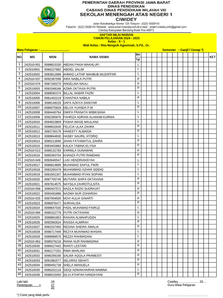 Absen 2024-2025 (Blm Final) | PDF