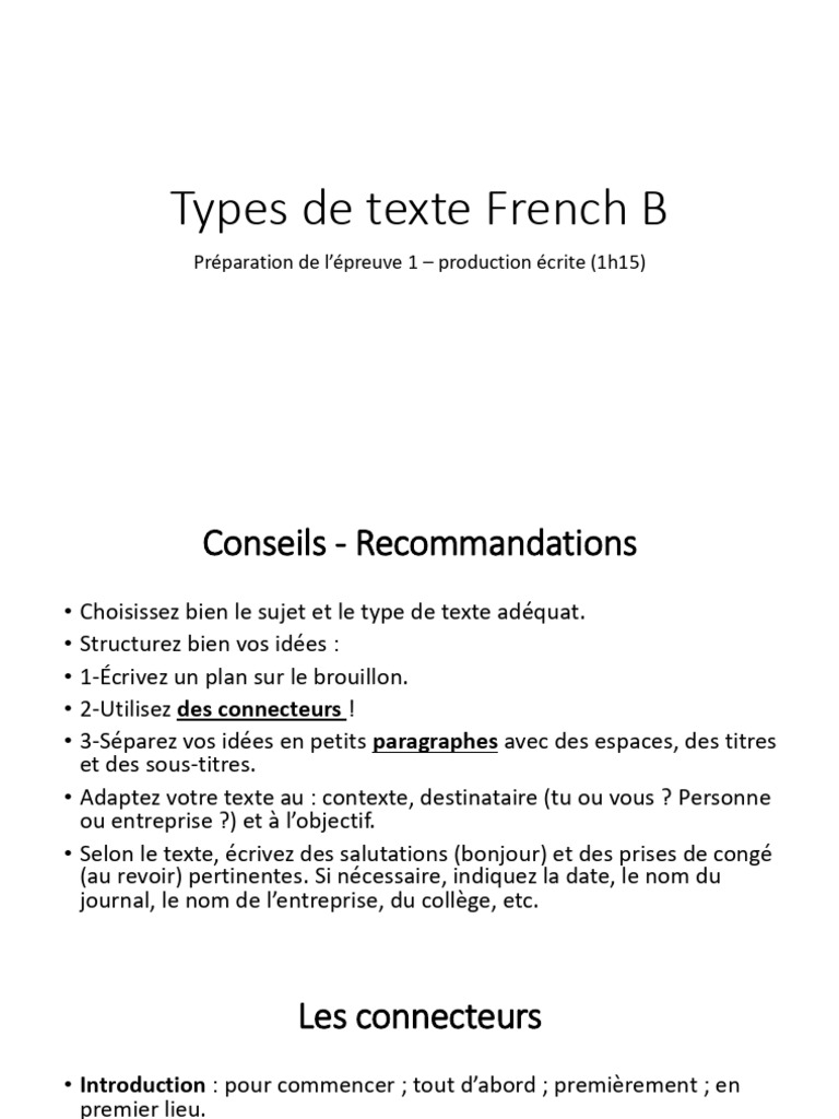 Types de texte Ib French B | PDF | Discours (linguistique) | Blog