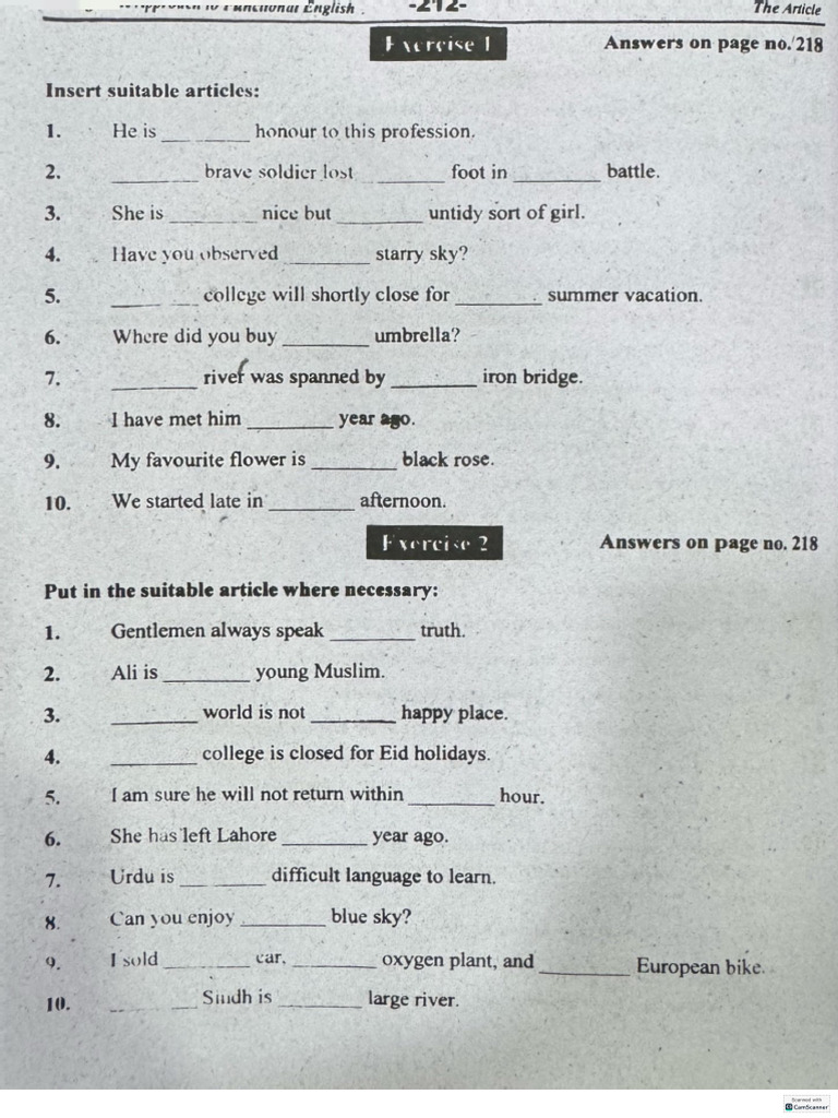 English Exercises | PDF