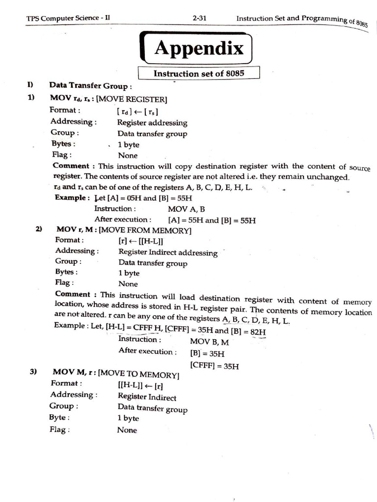 Instruction Set Appendix 1 Compressed 1 | PDF