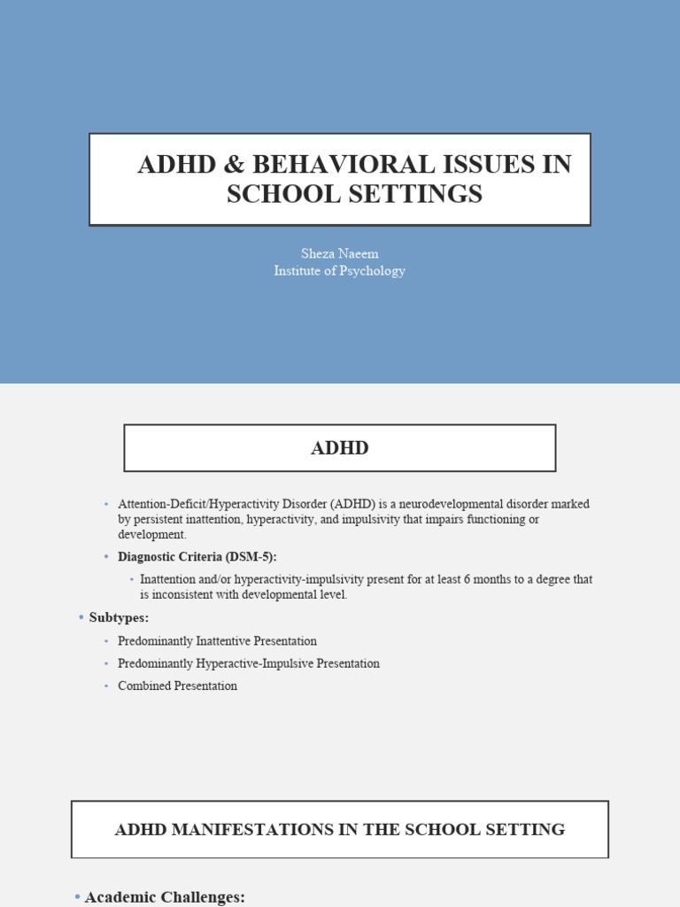 ADHD & Other Behavioral Issues | PDF | Attention Deficit Hyperactivity ...