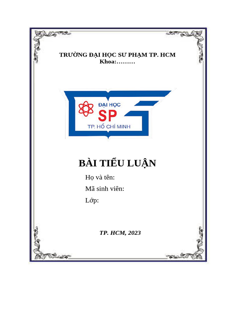 Mau Bia Tieu Luan Dai Hoc Sư Pham TPHCM | PDF