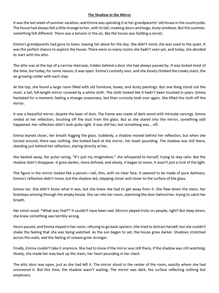 Emma's Haunting Mirror Shadow | PDF | Shadow | Mirror
