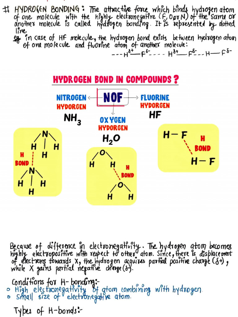 H - Bonding & Bond Parameters Notes | PDF | Chemical Bond | Chemical ...