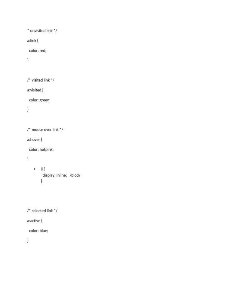 Unvisited Link / A:link (Color: Red ) | PDF