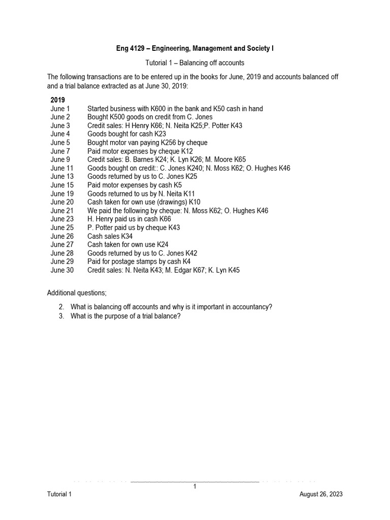 Eng. 4129 - Tutorial 1 | PDF