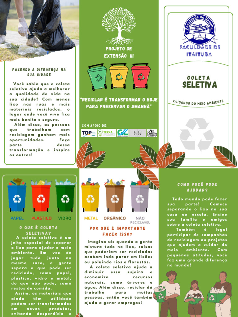 Folder Informativo Coleta Seletiva (1) | PDF | Reciclagem | Desperdício