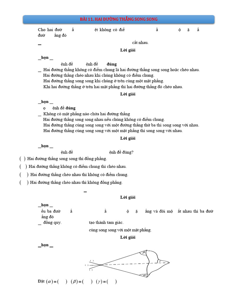 C4 Bài 11 Hai Duong Thang Song Song DA TN | PDF