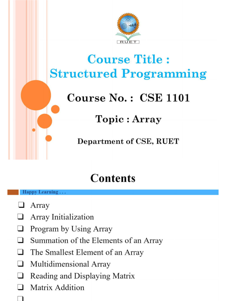 CSE 1101 - 04 Array | PDF