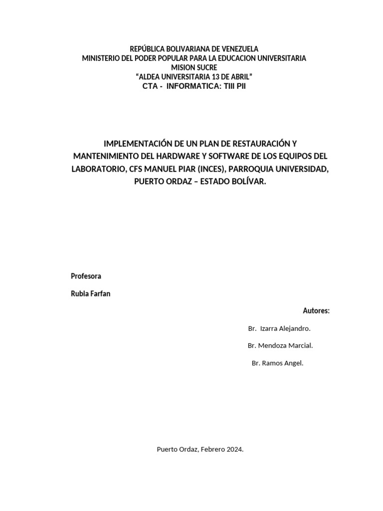 Proyecto Tesis Informatica M-A-A | PDF | Programa de computadora ...