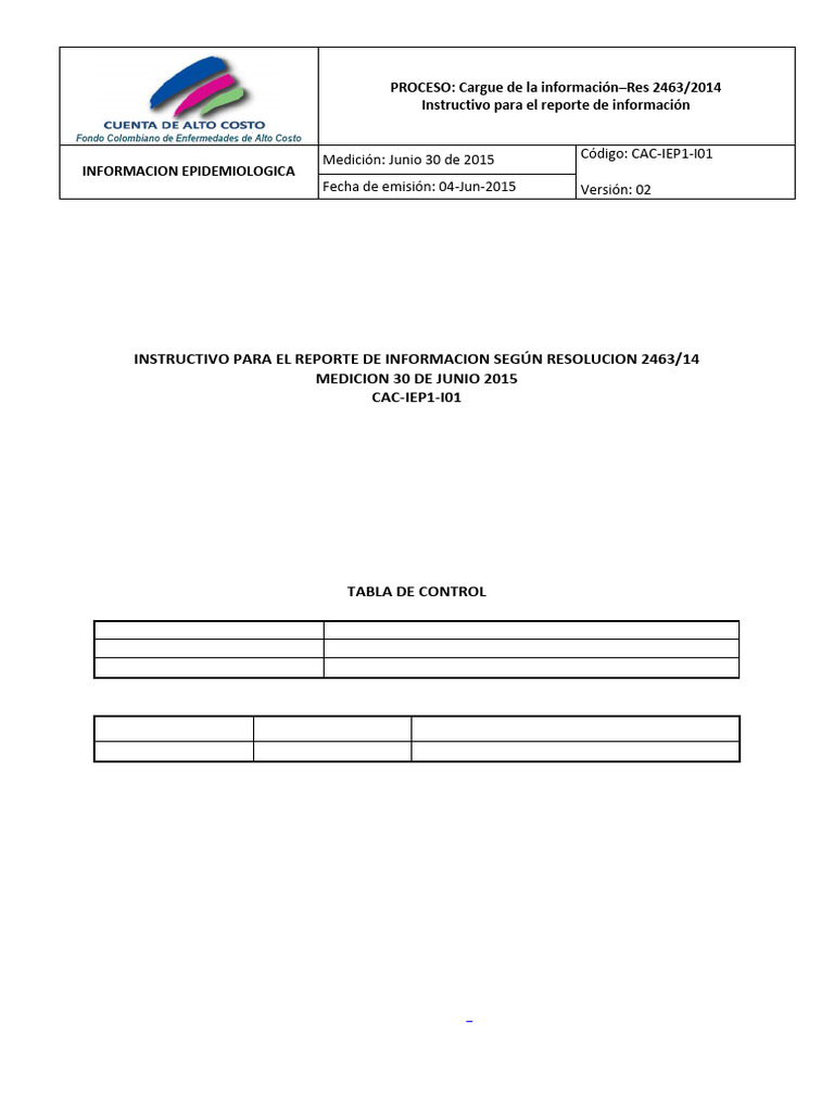 Instructivo Cac Reporte Resol 2463 14 Erc Corte 30jun2015 | PDF | Enfermedad renal crónica ...