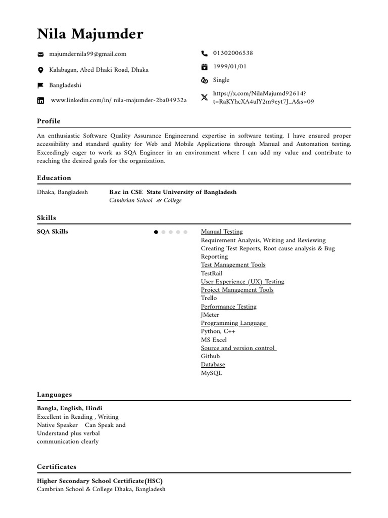 Nila Majumder FlowCV Resume 20241018 | PDF | Software Development | Systems Engineering