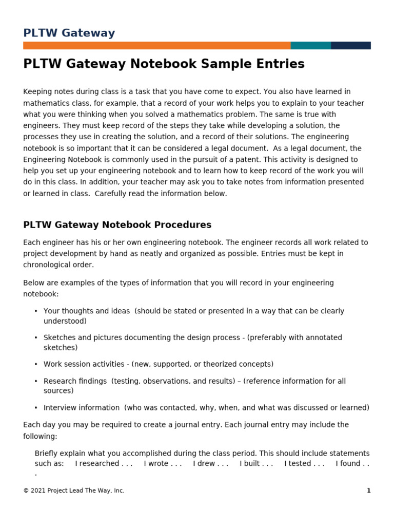 Gateway NotebookSampleEntries | PDF | Notebook | Technical Drawing