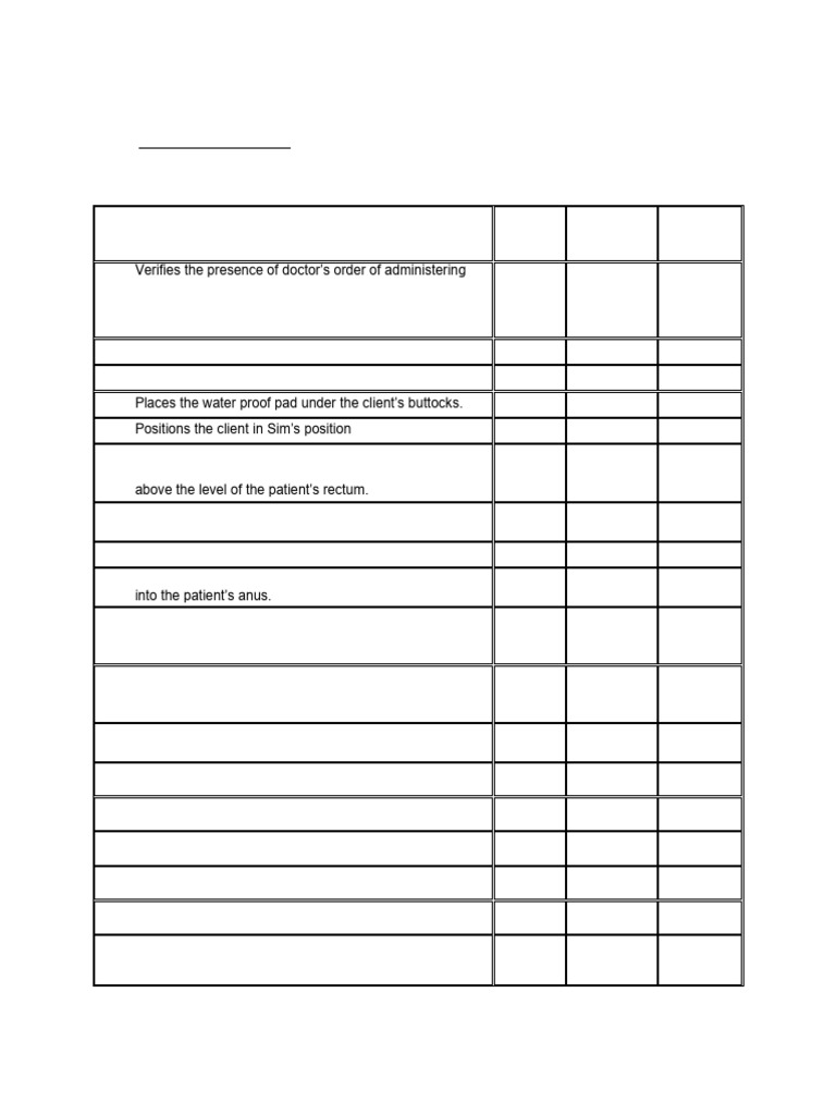 Enema Checklist | PDF
