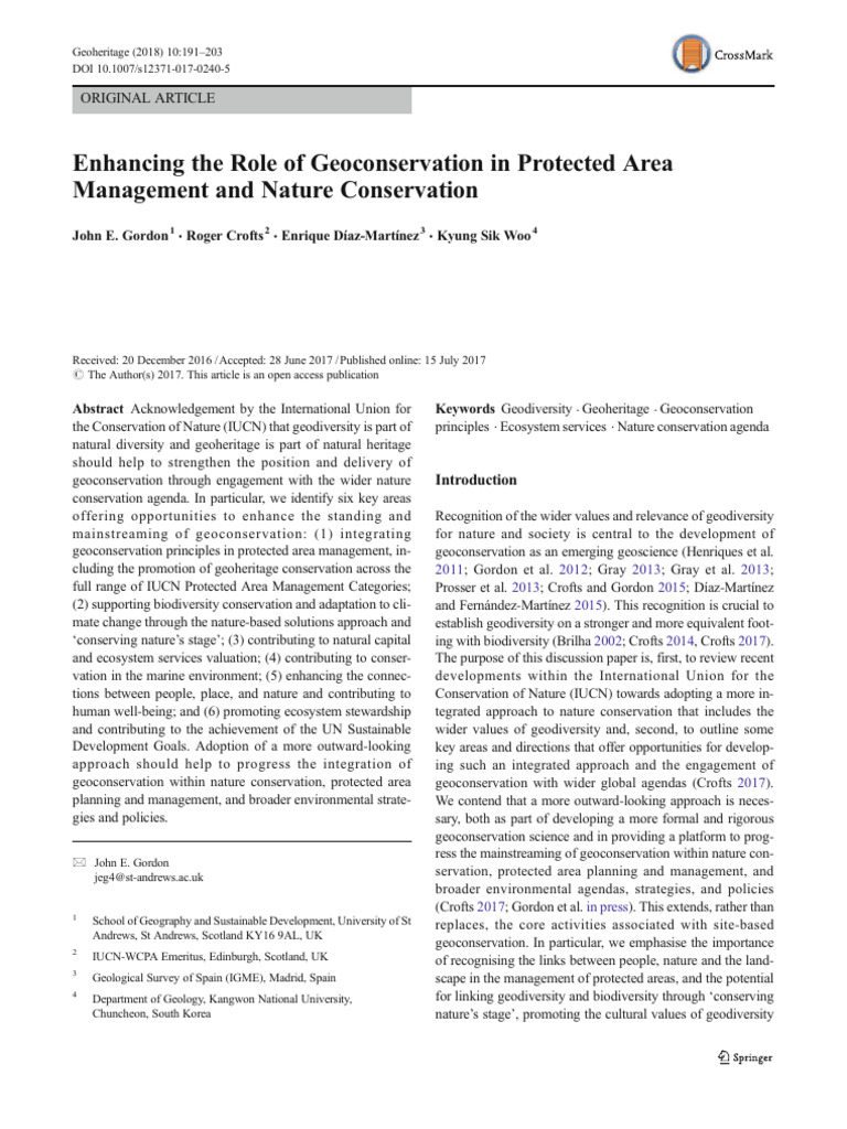 0k 2018 Gordon Et Al Enhancing The Role of Geoconservation in Protected ...