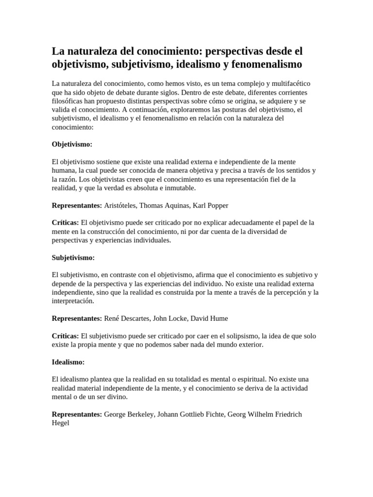 La Naturaleza Del Conocimiento | PDF | Verdad | Conocimiento