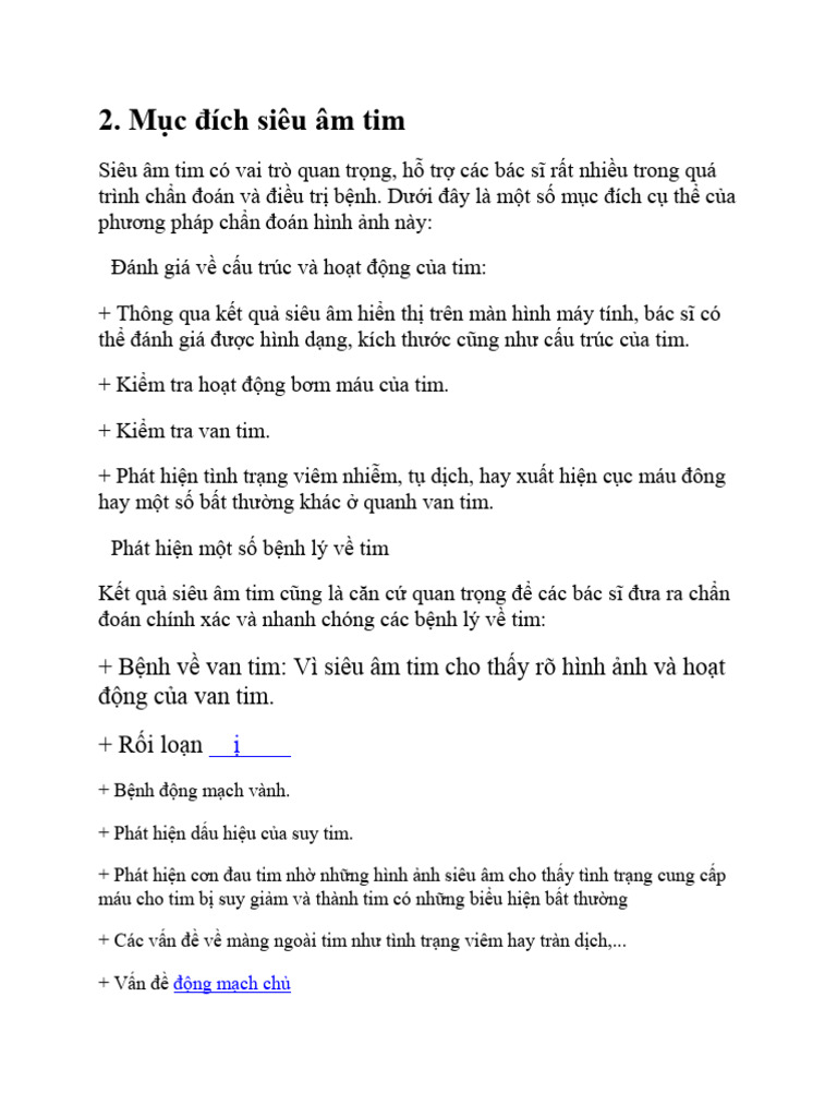 Muc Đích Siêu Âm Tim | PDF