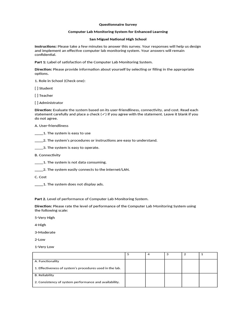 Questionnaire S WPS Office | PDF | Reliability Engineering | Computing